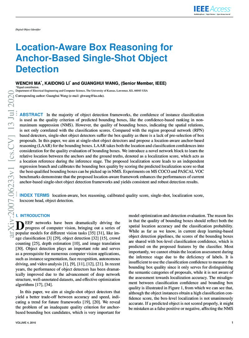 Location-Aware Box Reasoning for Anchor-Based Single-Shot Object Detection | DeepAI
