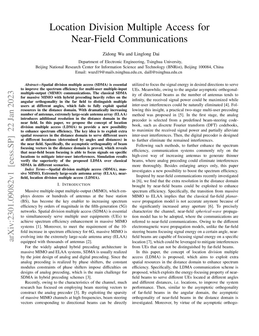 Location Division Multiple Access For Near Field Communications Deepai