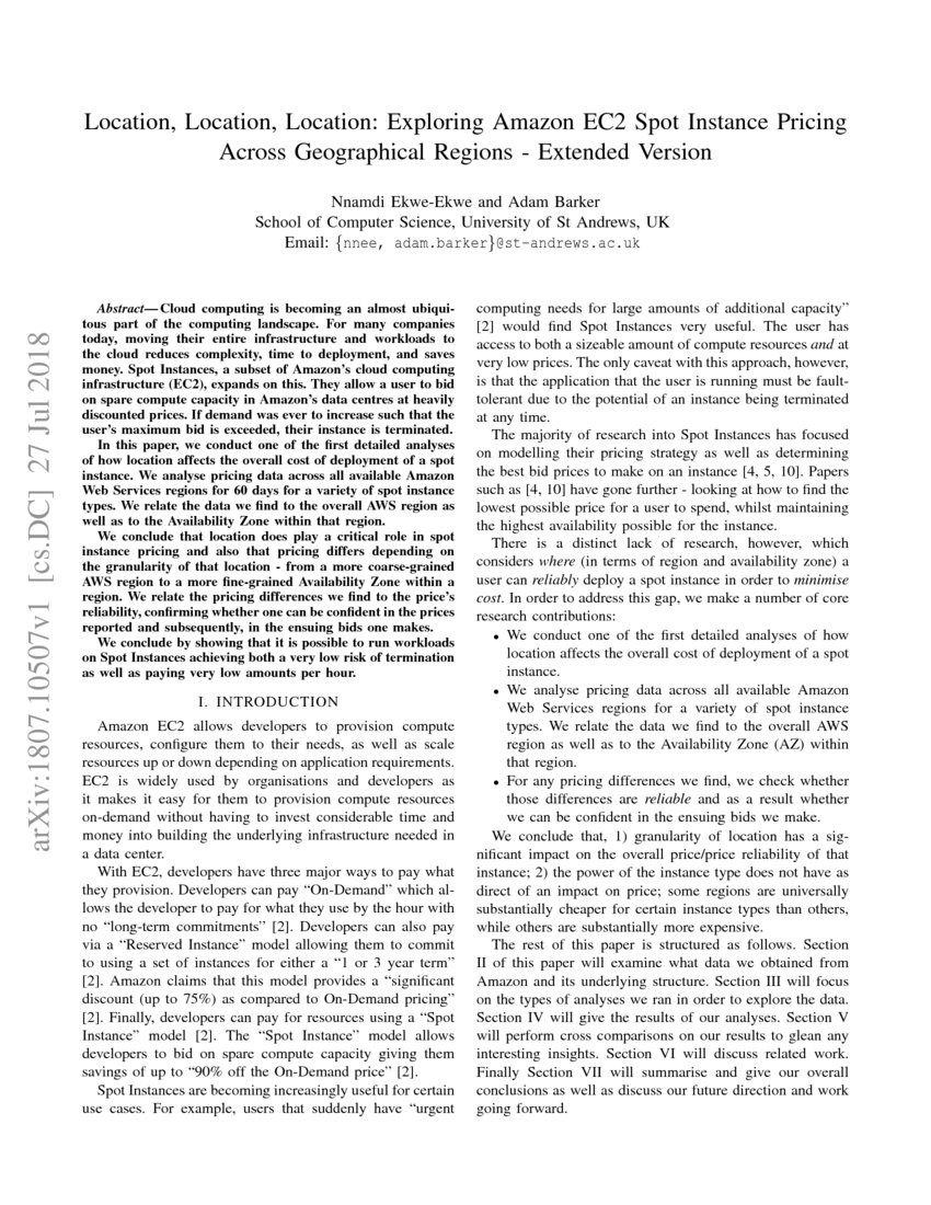 Location, Location, Location: Exploring Amazon EC2 Spot Instance ...