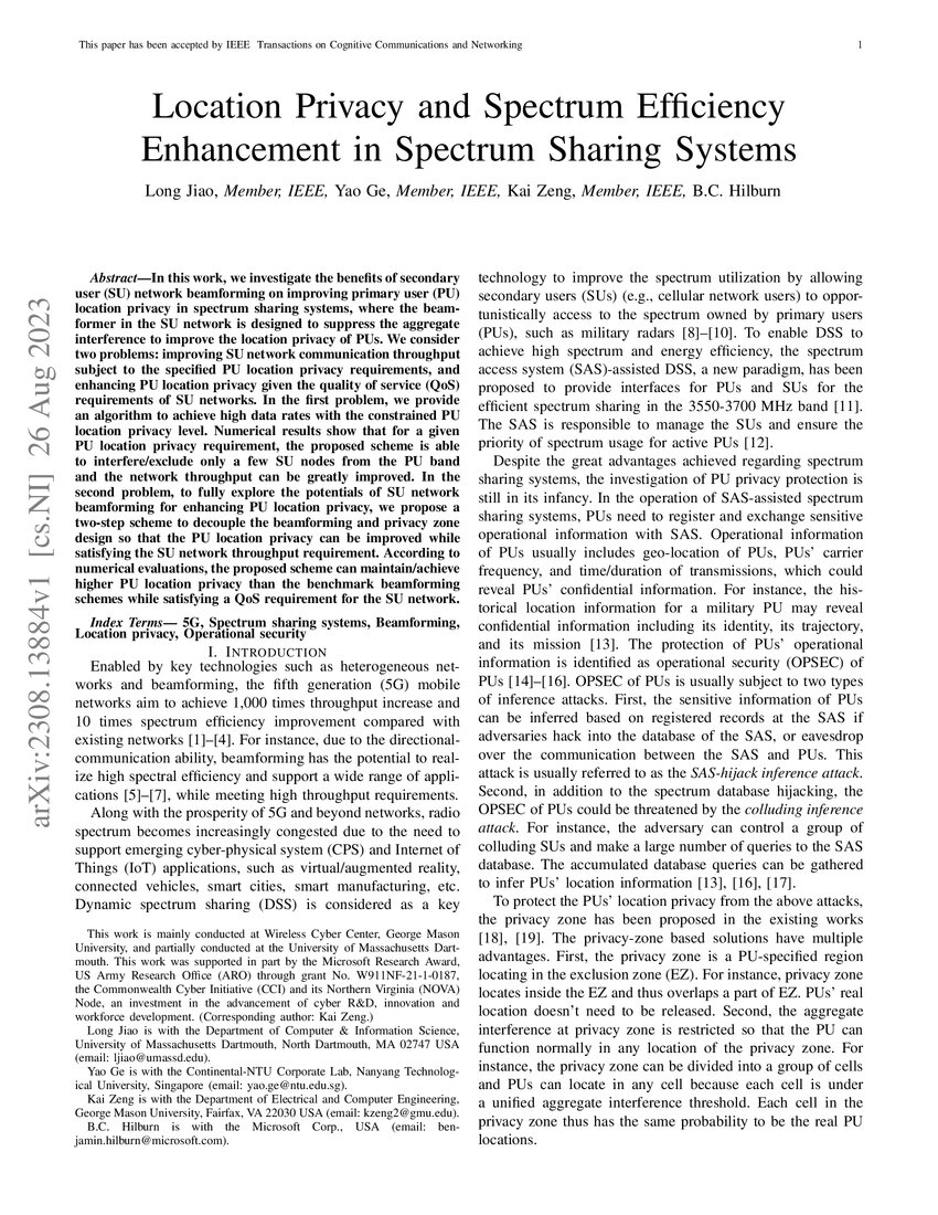 Location Privacy and Spectrum Efficiency Enhancement in Spectrum ... Location Privacy and Spectrum Efficiency Enhancement in Spectrum ...