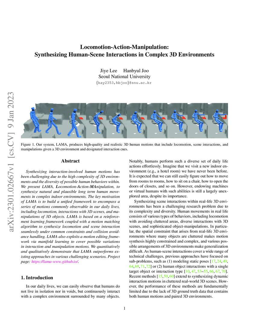 Locomotion Action Manipulation Synthesizing Human Scene Interactions In Complex 3d Environments