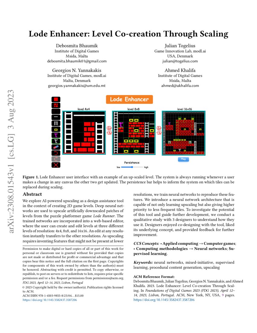 Lode Enhancer: Level Co-creation Through Scaling | DeepAI