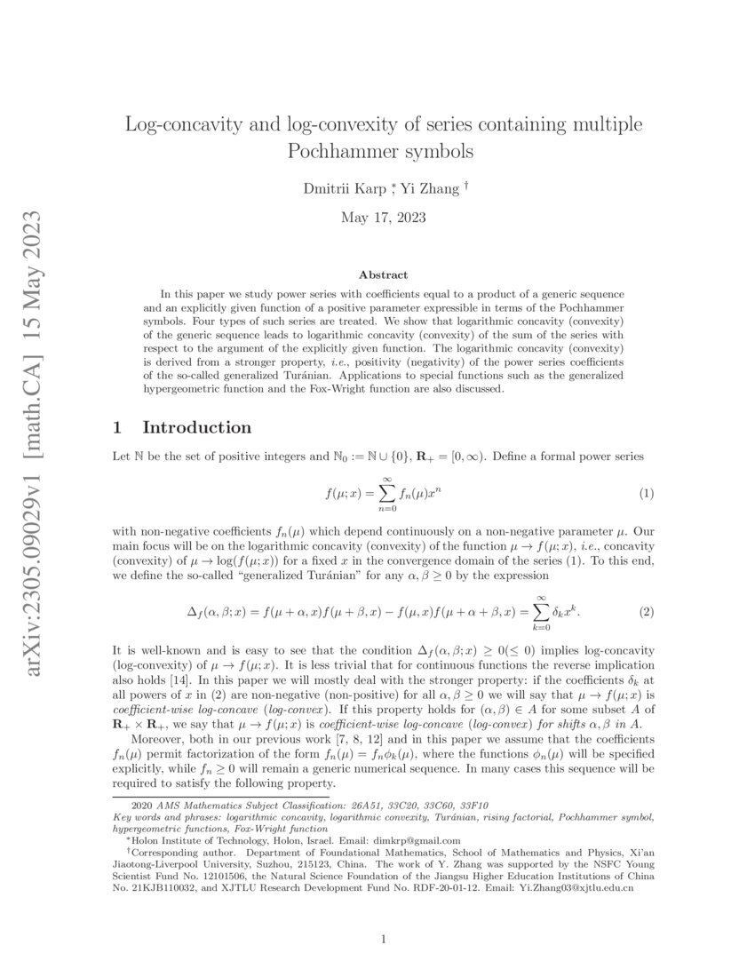 Log Concavity And Log Convexity Of Series Containing Multiple