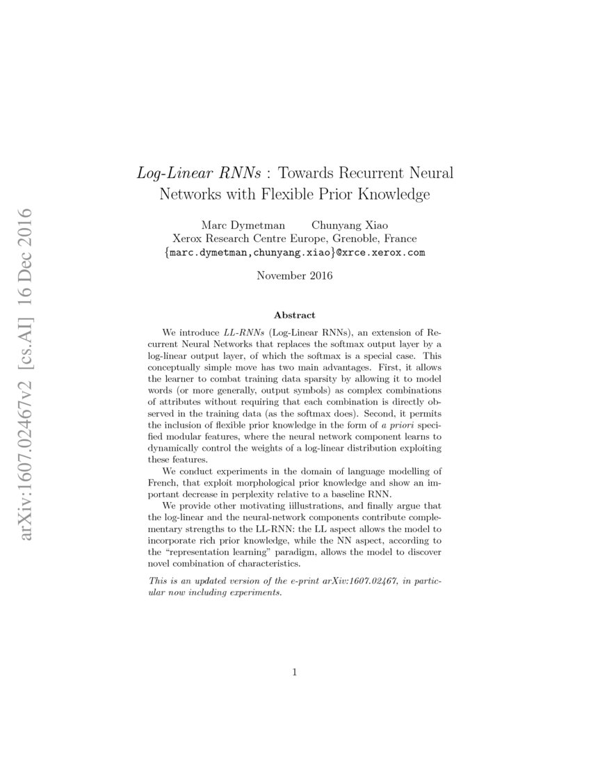 Log Linear Rnns Towards Recurrent Neural Networks With Flexible Prior 2500