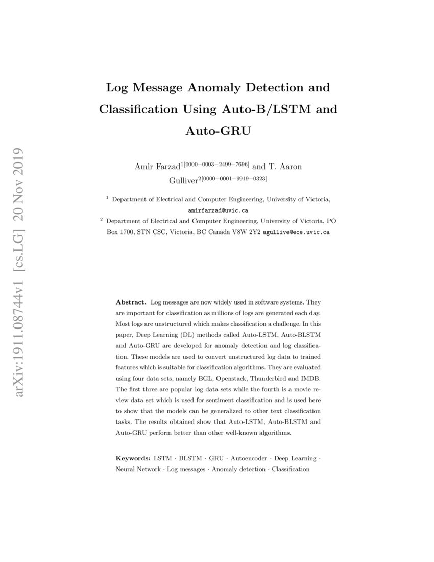 Log Message Anomaly Detection And Classification Using Auto Blstm And 6062