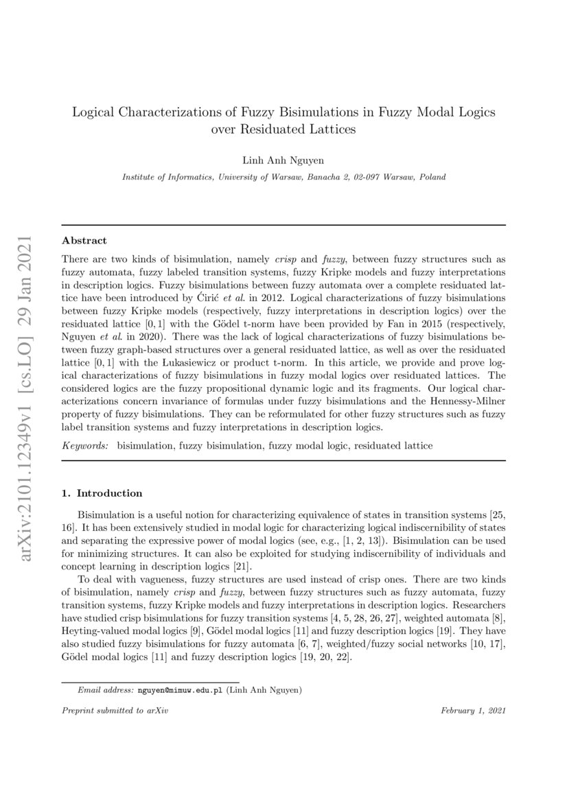 Logical Characterizations of Fuzzy Bisimulations in Fuzzy Modal Logics over Residuated Lattices ...