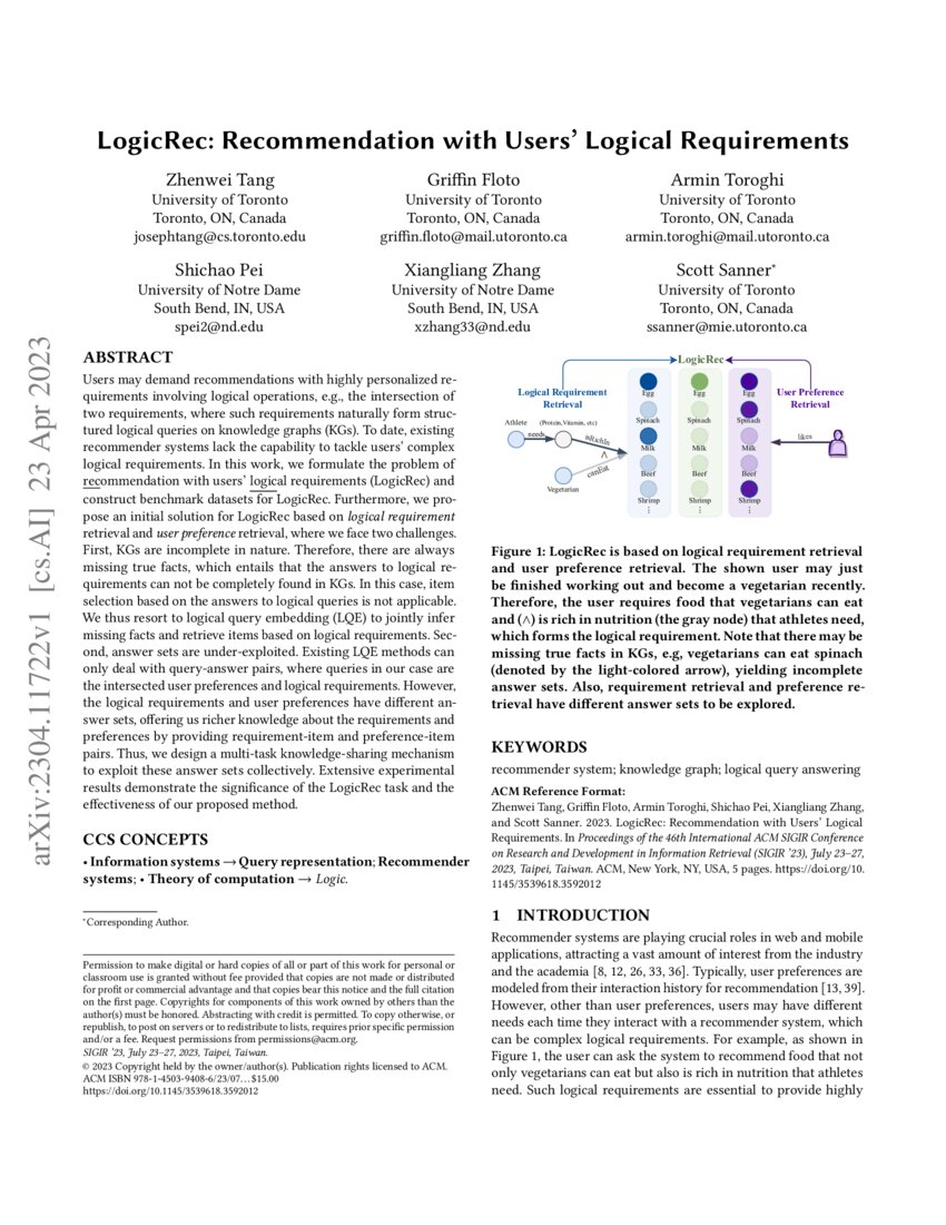 LogicRec: Recommendation with Users' Logical Requirements | DeepAI