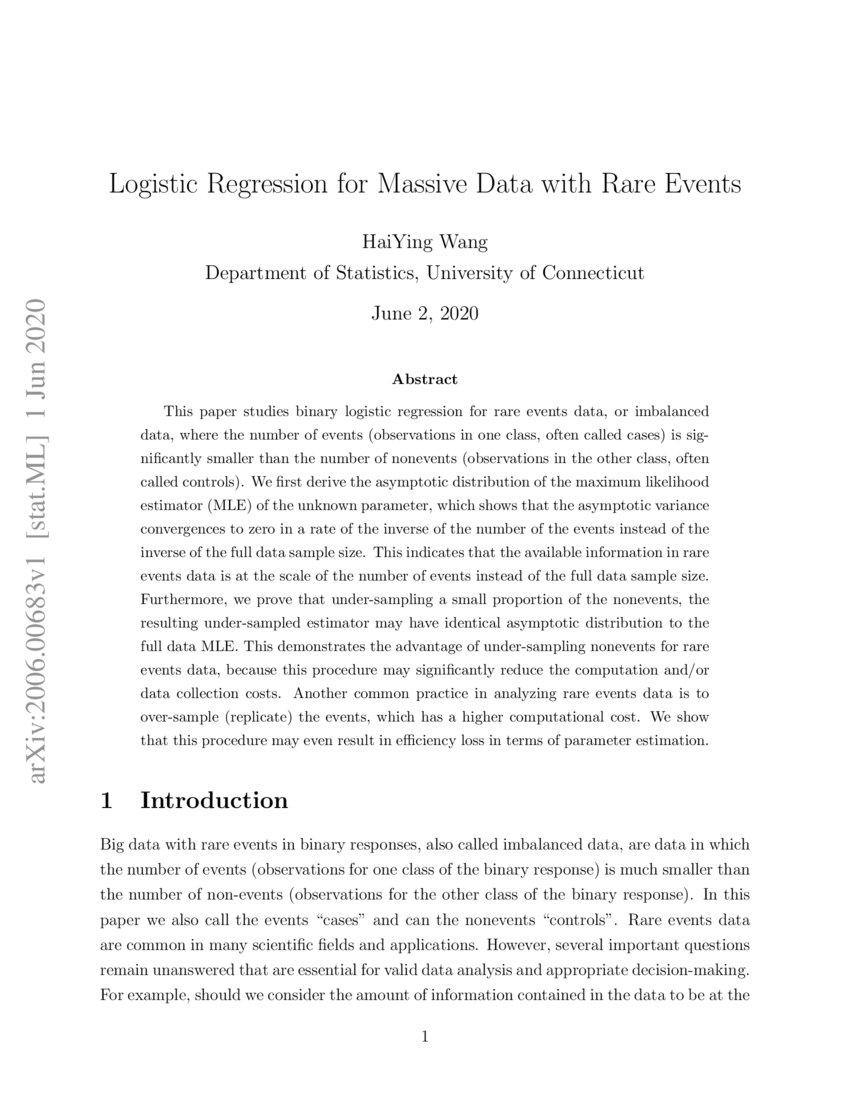 Logistic Regression for Massive Data with Rare Events | DeepAI