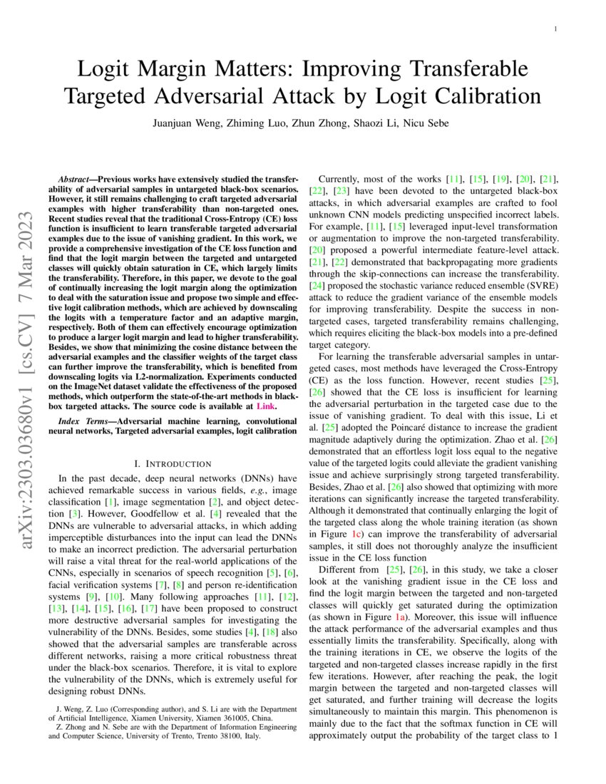 Logit Margin Matters: Improving Transferable Targeted Adversarial ... Logit Margin Matters: Improving Transferable Targeted Adversarial ...