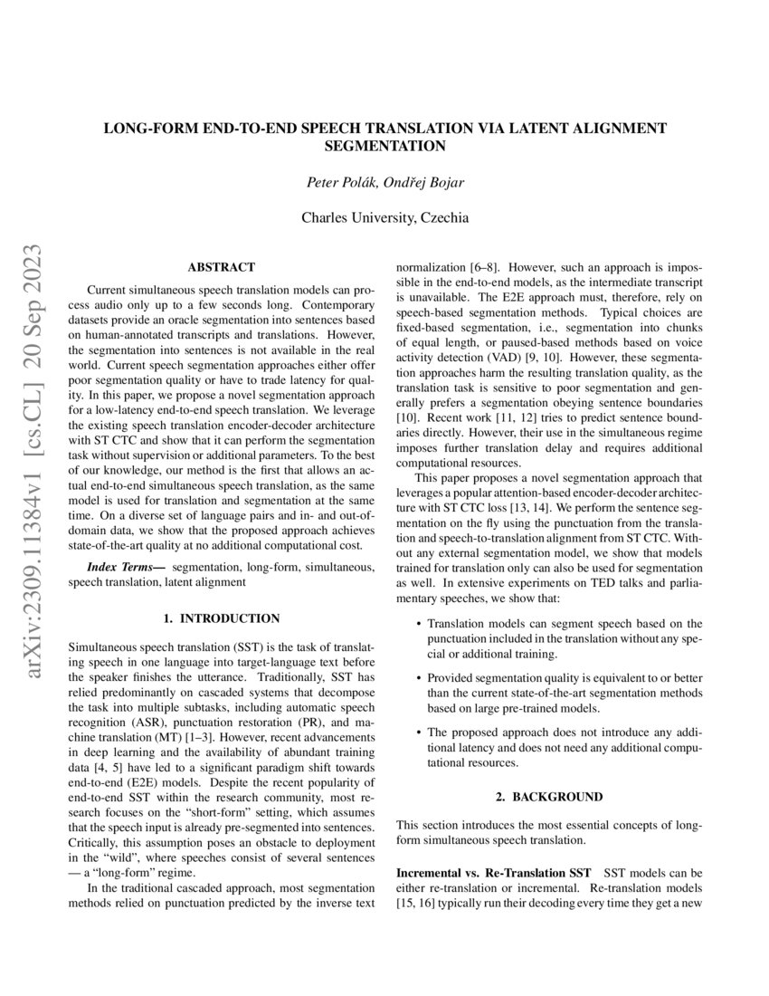 Long-Form End-to-End Speech Translation via Latent Alignment ...