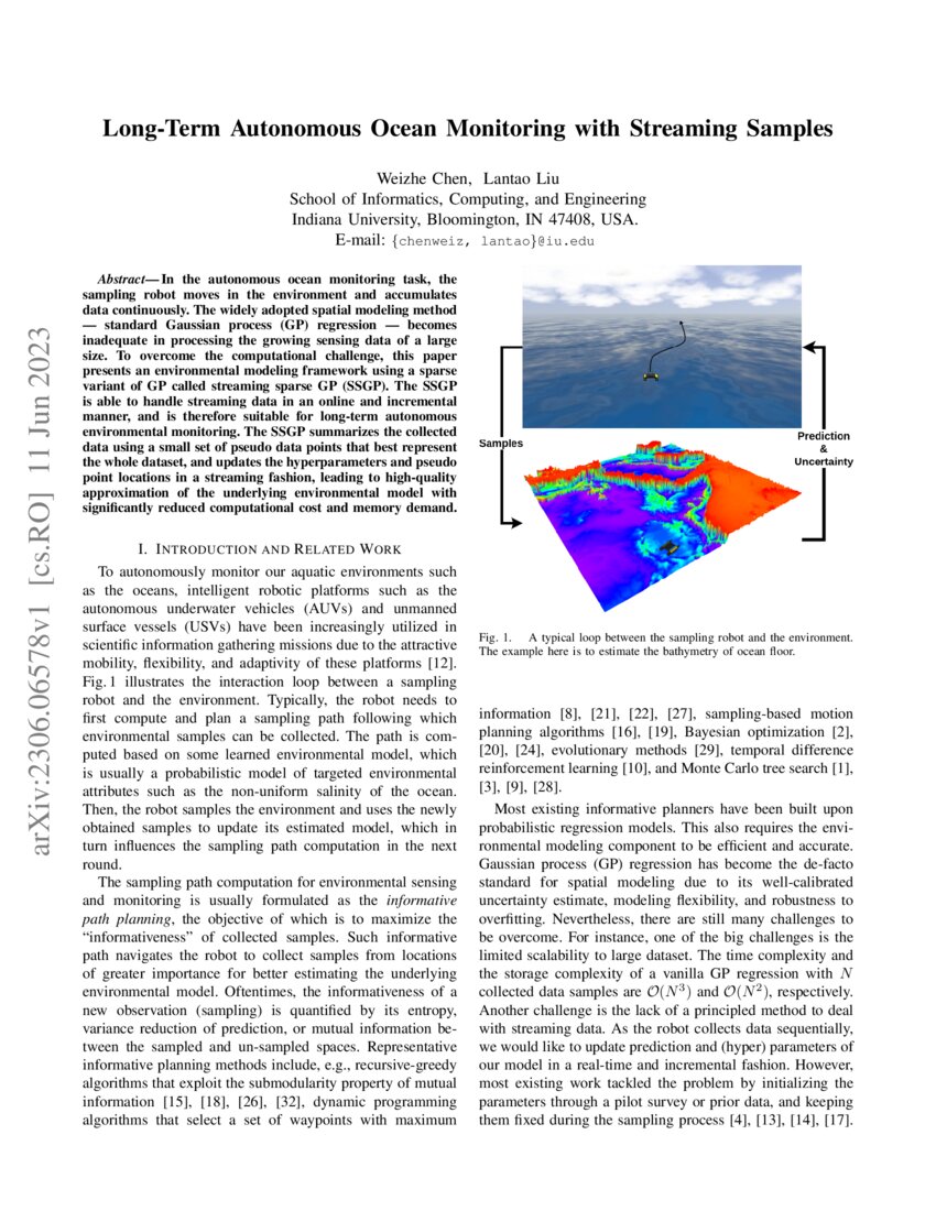 Long-Term Autonomous Ocean Monitoring with Streaming Samples | DeepAI