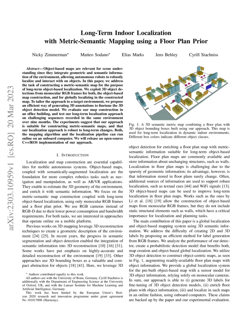Long Term Indoor Localization With Metric Semantic Mapping Using A Floor Plan Prior Deepai