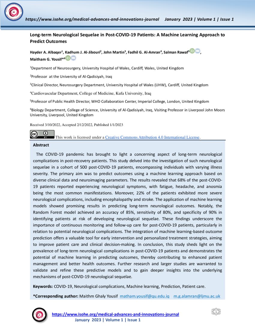 Long-term Neurological Sequelae in Post-COVID-19 Patients: A Machine ... Long-term Neurological Sequelae in Post-COVID-19 Patients: A Machine ...