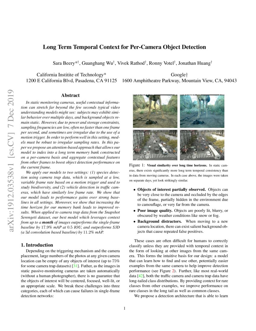 Long Term Temporal Context for Per-Camera Object Detection | DeepAI Long Term Temporal Context for Per-Camera Object Detection | DeepAI