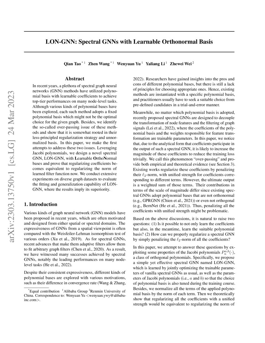 LONGNN: Spectral GNNs with Learnable Orthonormal Basis | DeepAI LONGNN: Spectral GNNs with Learnable Orthonormal Basis | DeepAI