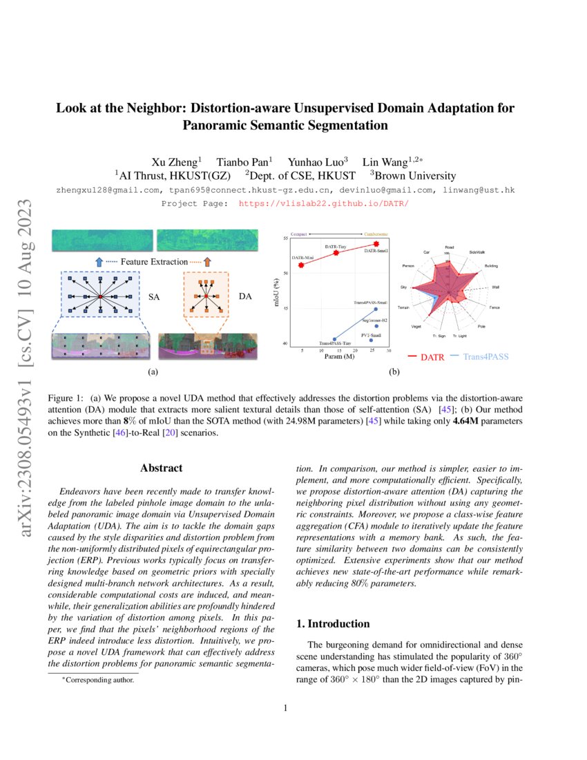 Look at the Neighbor: Distortion-aware Unsupervised Domain Adaptation for Panoramic Semantic ...