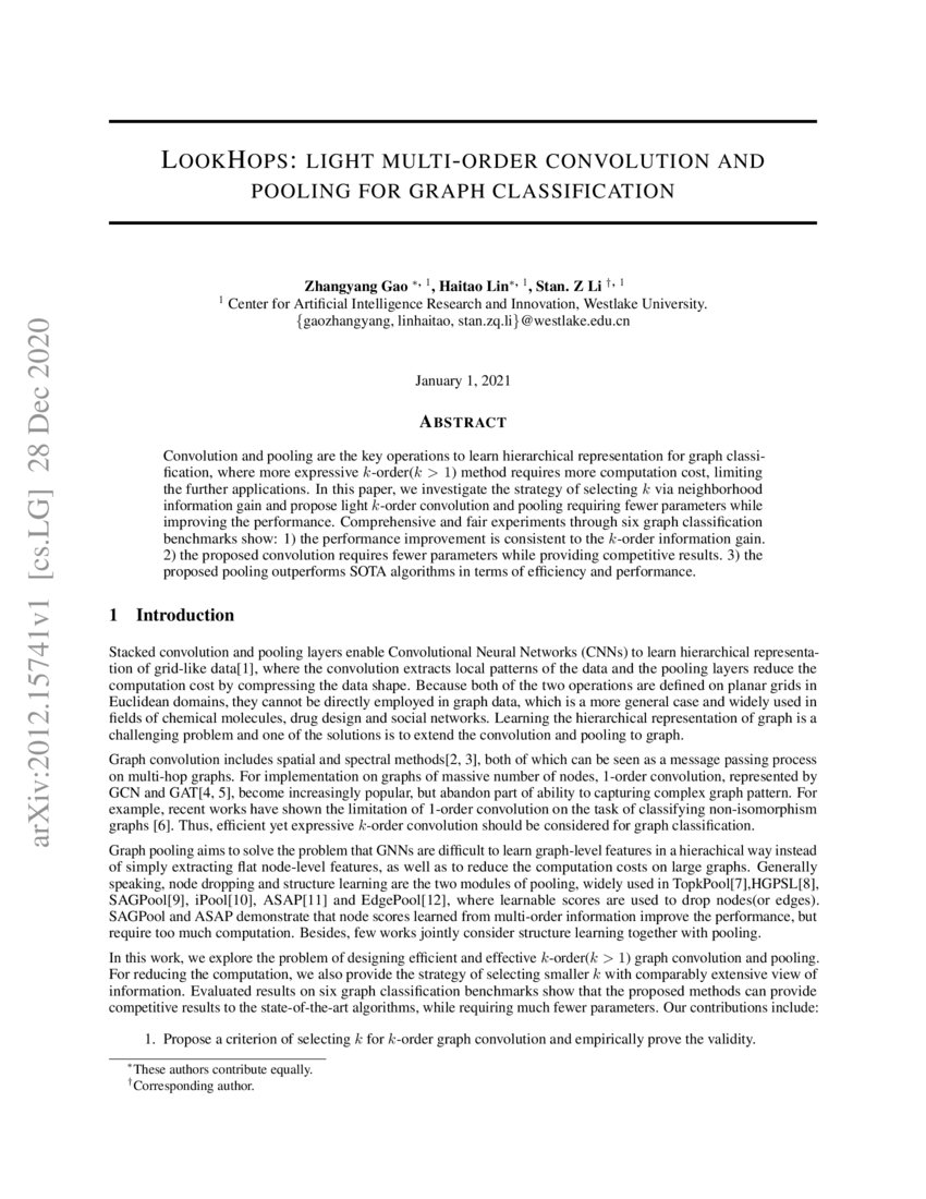 LookHops: light multi-order convolution and pooling for graph classification | DeepAI
