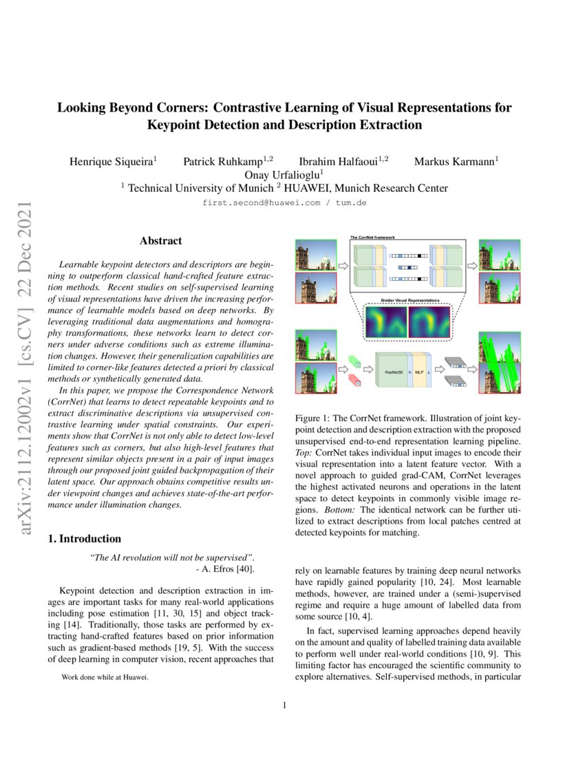 Looking Beyond Corners: Contrastive Learning of Visual Representations for Keypoint Detection ...