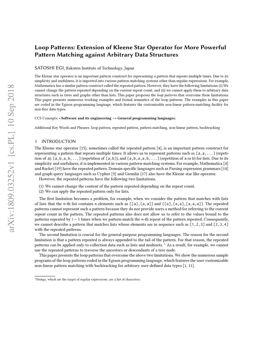 Loop Patterns: Extension of Kleene Star Operator for More Expressive ...