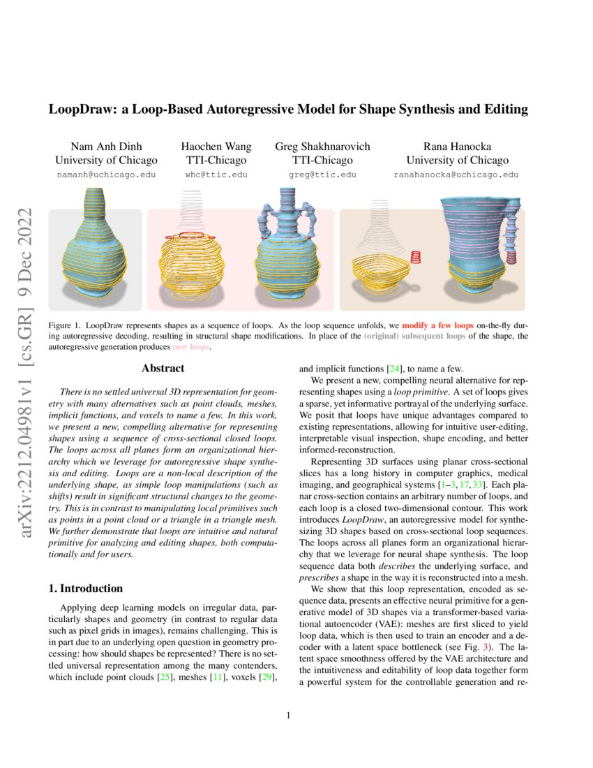 LoopDraw: a Loop-Based Autoregressive Model for Shape Synthesis and ...