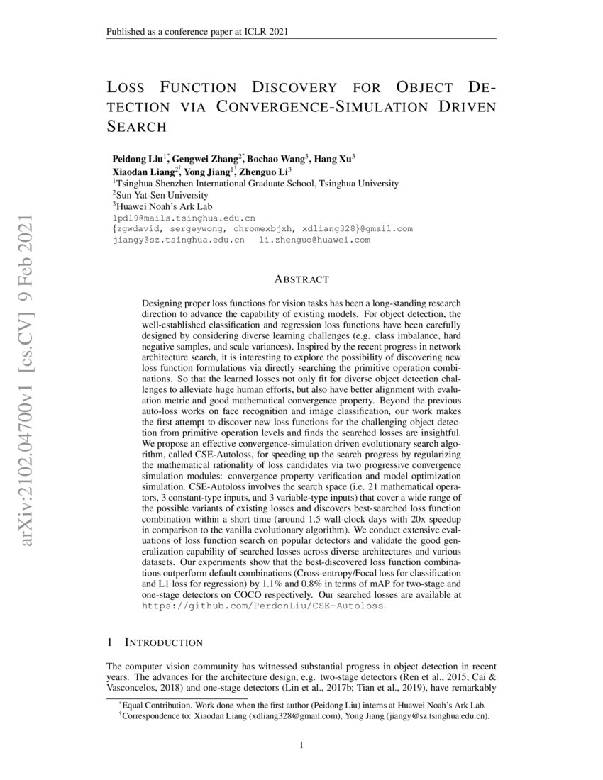 Loss Function Discovery For Object Detection Via Convergence Simulation Driven Search Deepai