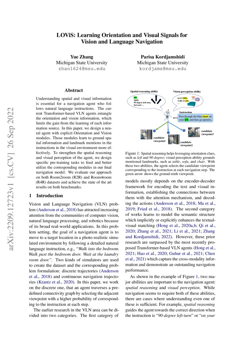 LOViS: Learning Orientation and Visual Signals for Vision and Language Navigation | DeepAI