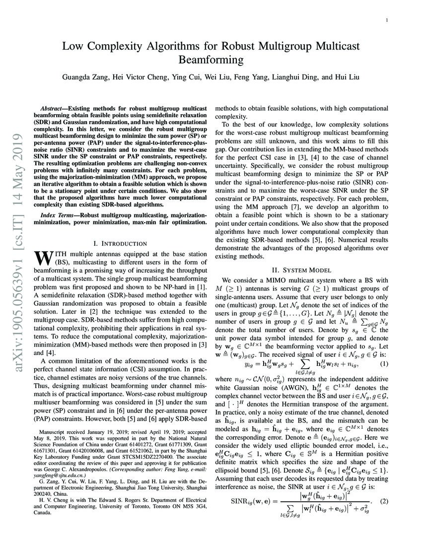 Low Complexity Algorithms For Robust Multigroup Multicast Beamforming Deepai 