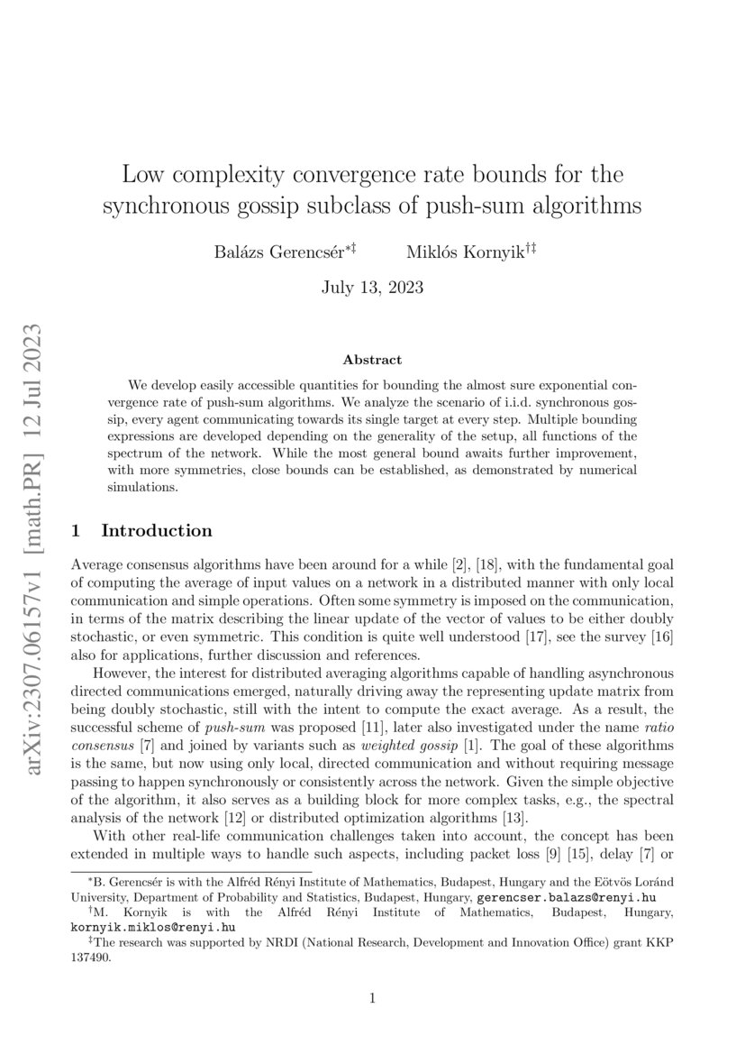 Low Complexity Convergence Rate Bounds For The Synchronous Gossip Subclass Of Push Sum