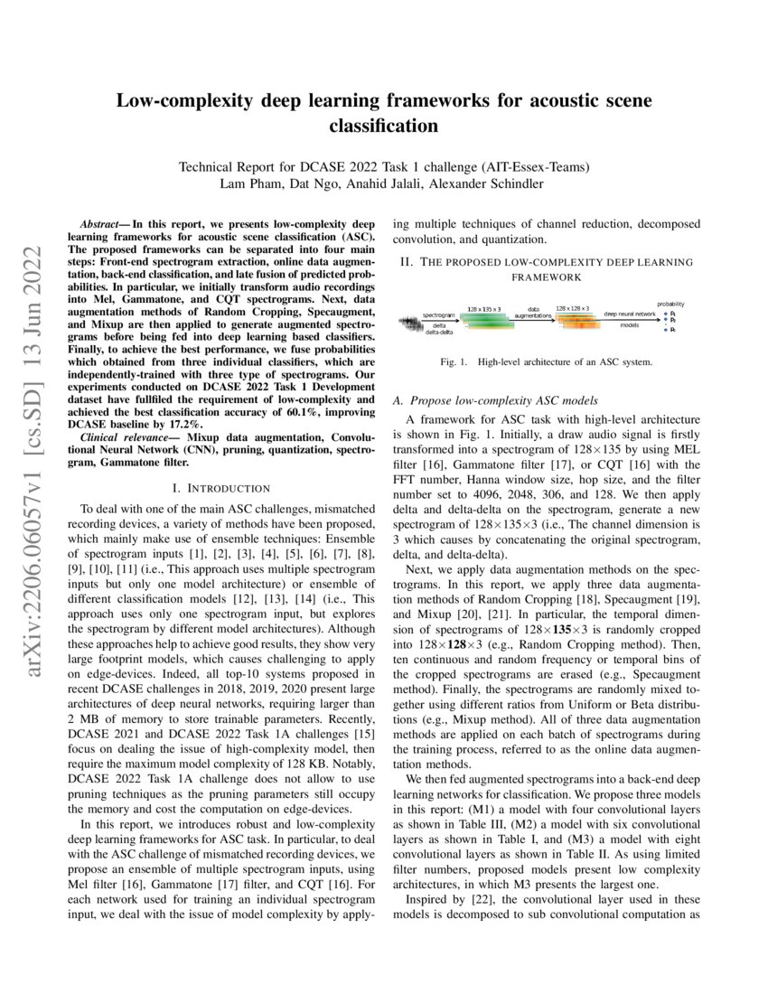 Low-complexity deep learning frameworks for acoustic scene classification | DeepAI