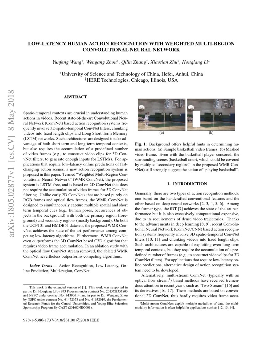 Low Latency Human Action Recognition With Weighted Multi Region Convolutional Neural Network