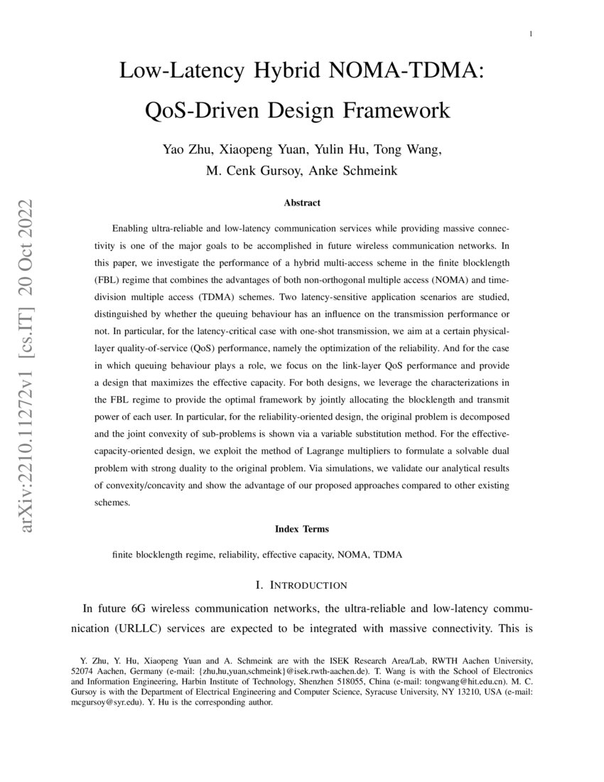 Low-Latency Hybrid NOMA-TDMA: QoS-Driven Design Framework | DeepAI