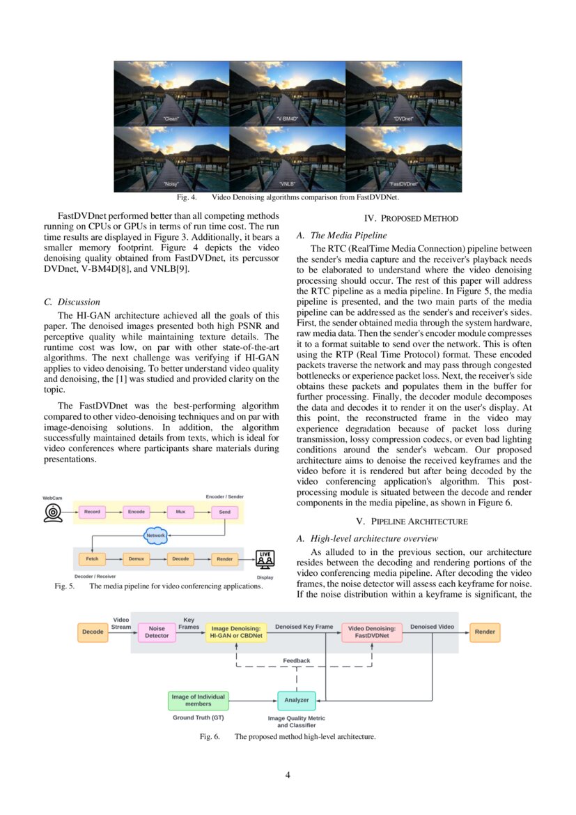 Low Latency Video Denoising for Online Conferencing Using CNN Architectures | DeepAI