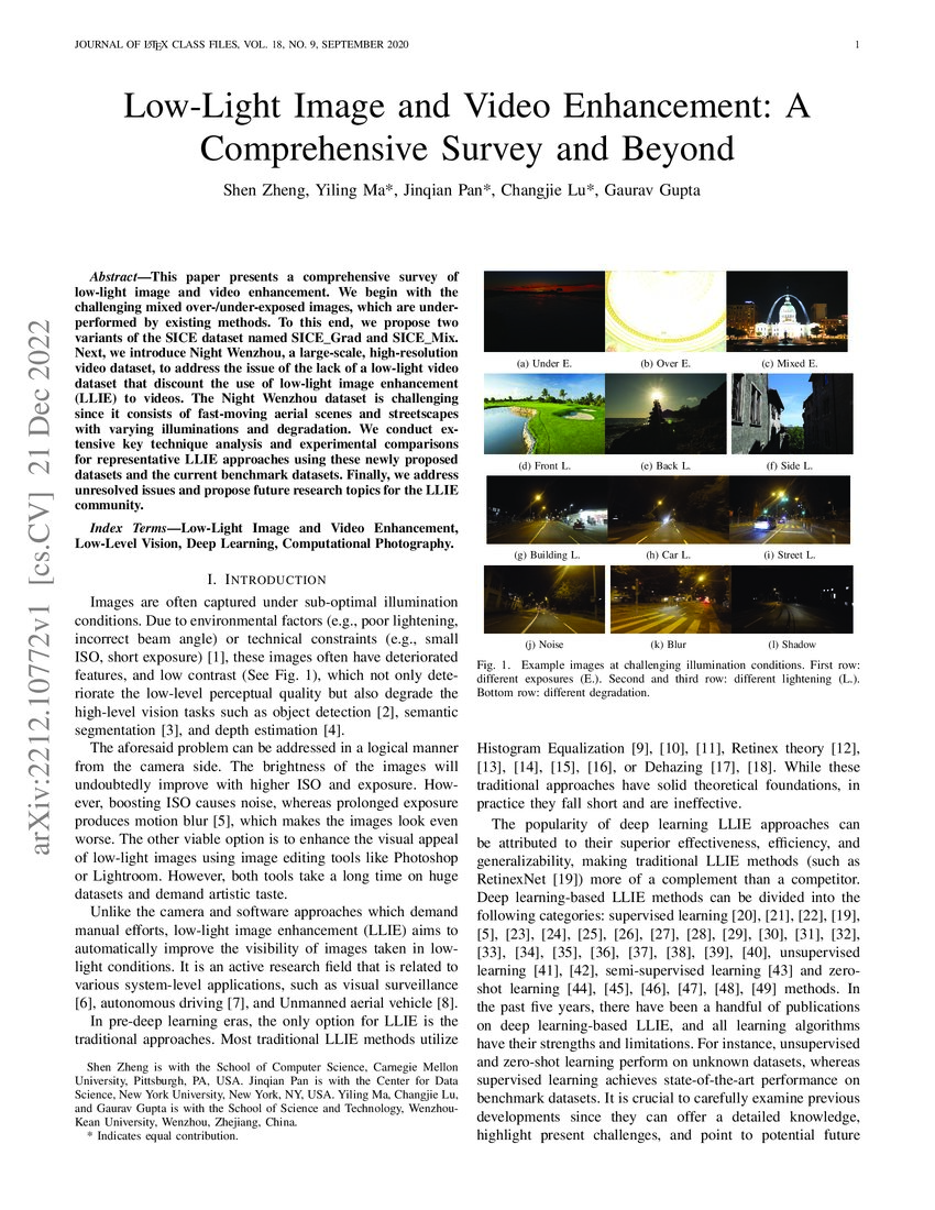 Low-Light Image and Video Enhancement: A Comprehensive Survey and ...
