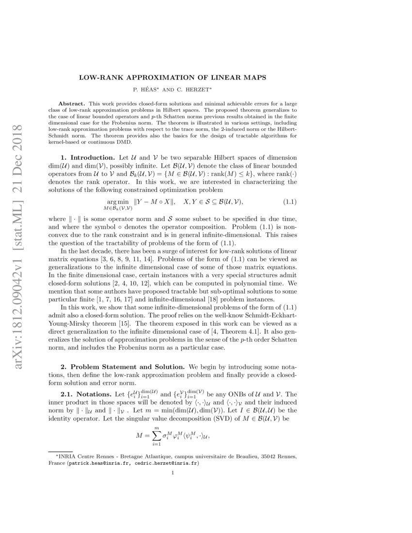 Low-rank Approximation of Linear Maps | DeepAI Low-rank Approximation of Linear Maps | DeepAI