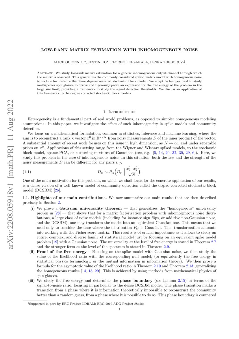 Low Rank Matrix Estimation With Inhomogeneous Noise Deepai