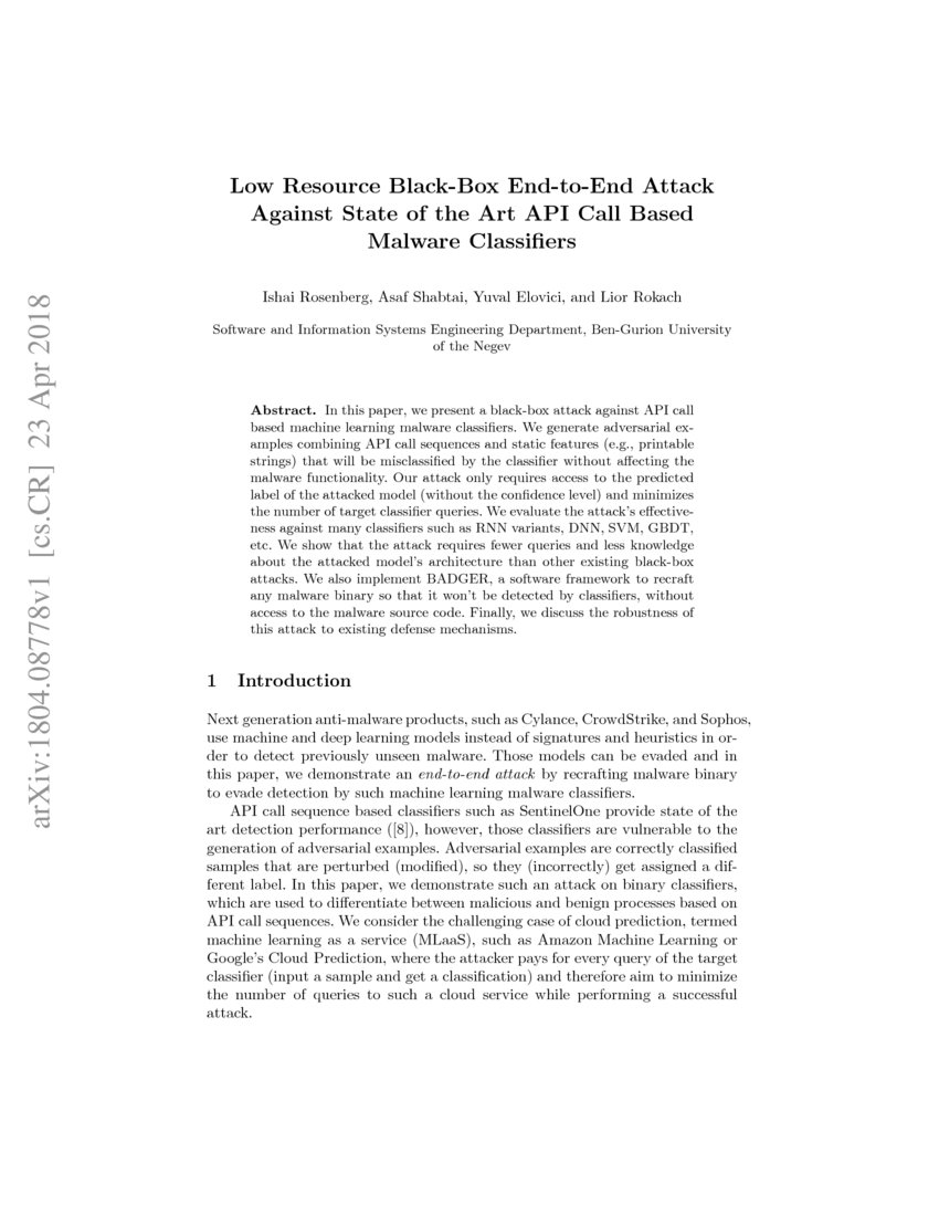 Low Resource Black-Box End-to-End Attack Against State of the Art API ...