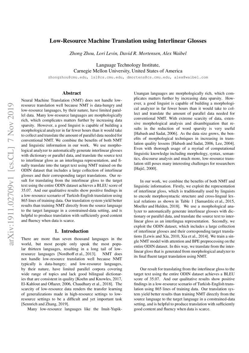 Low-Resource Machine Translation using Interlinear Glosses | DeepAI