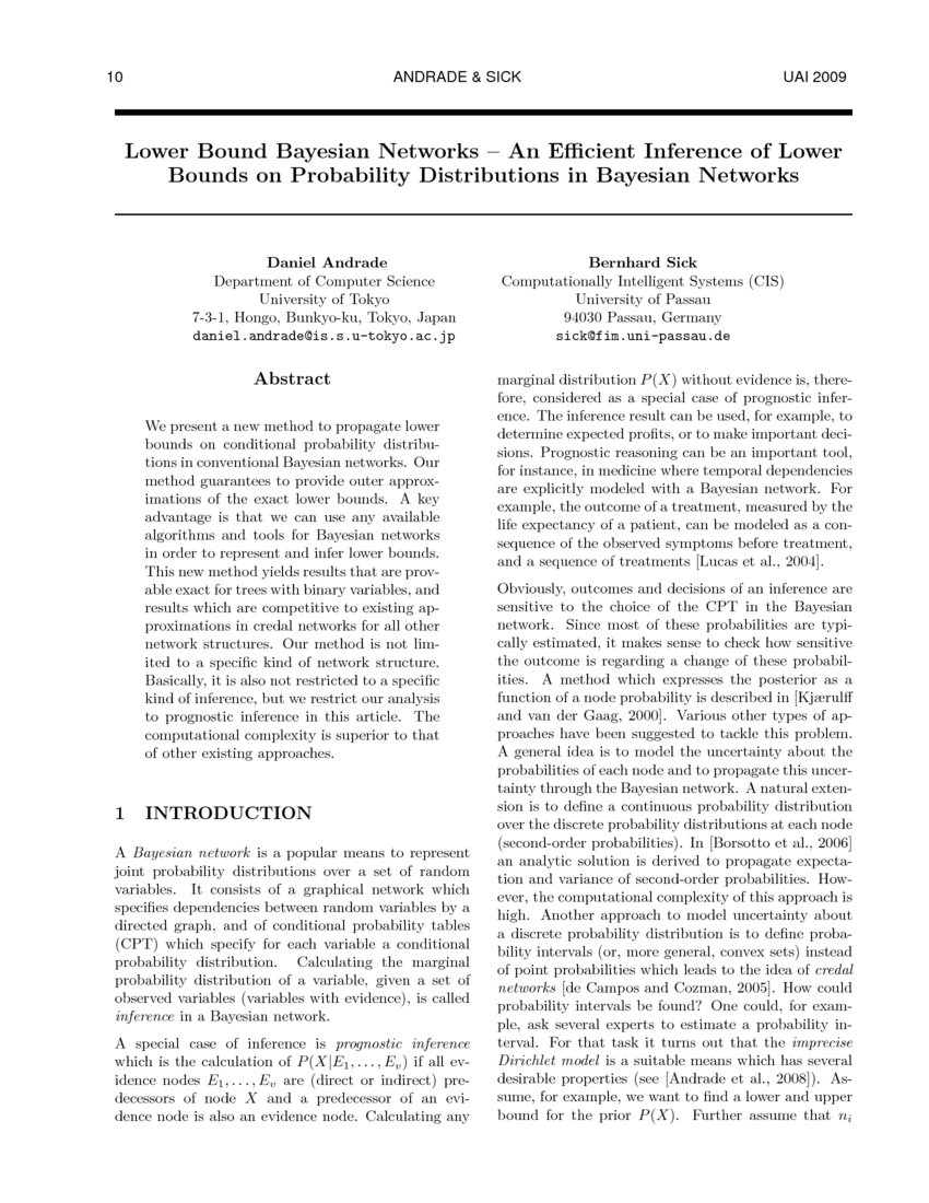 Lower Bound Bayesian Networks An Efficient Inference Of Lower Bounds