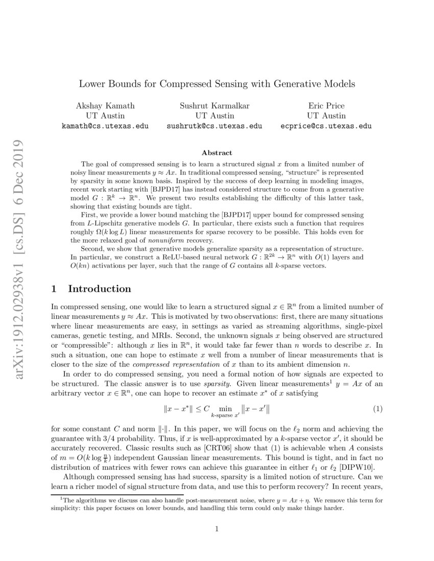 Lower Bounds for Compressed Sensing with Generative Models | DeepAI