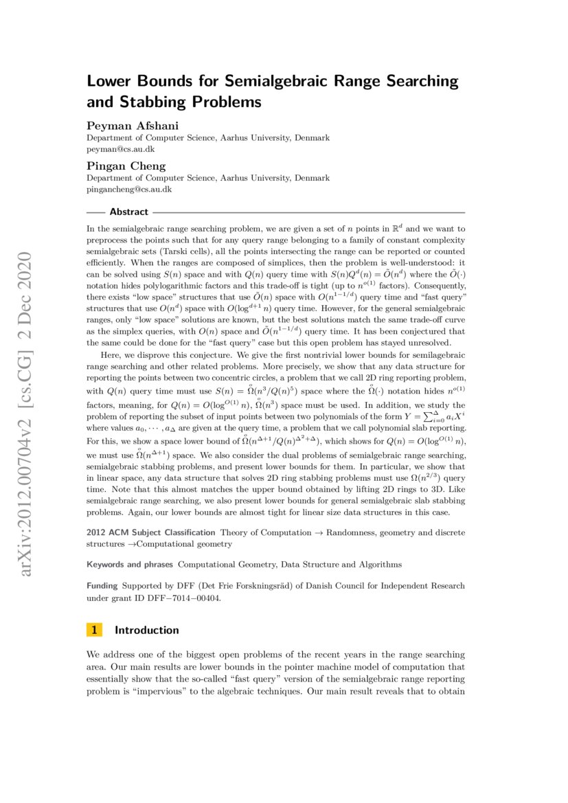 Lower Bounds for Semialgebraic Range Searching and Stabbing Problems | DeepAI