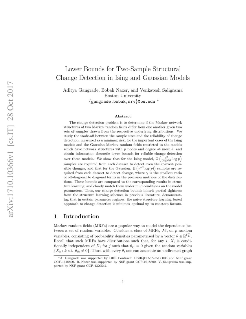 Lower Bounds for Two-Sample Structural Change Detection in Ising and Gaussian Models | DeepAI