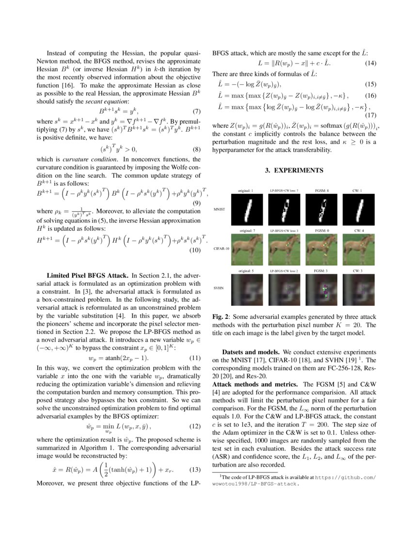 LP-BFGS attack: An adversarial attack based on the Hessian with limited ...