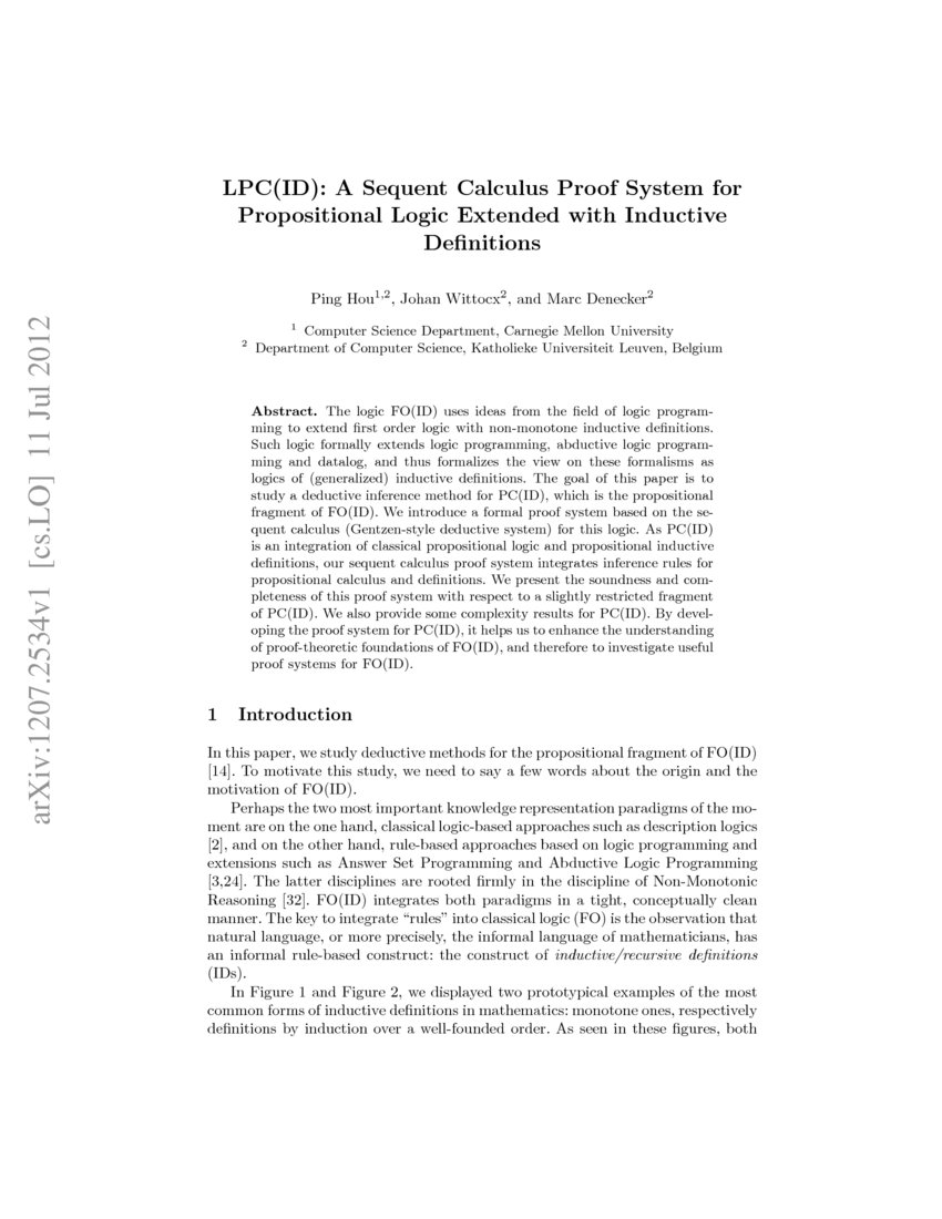 LPC(ID): A Sequent Calculus Proof System for Propositional Logic ...