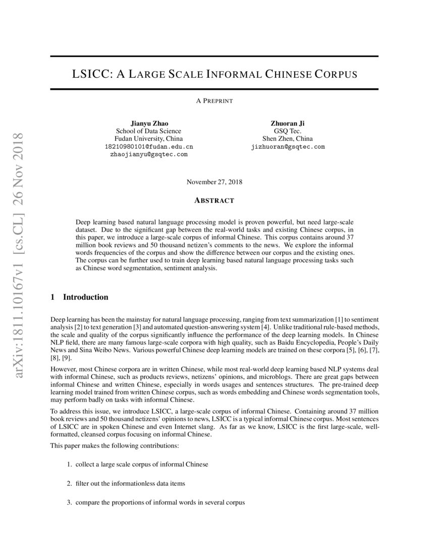 LSICC: A Large Scale Informal Chinese Corpus | DeepAI