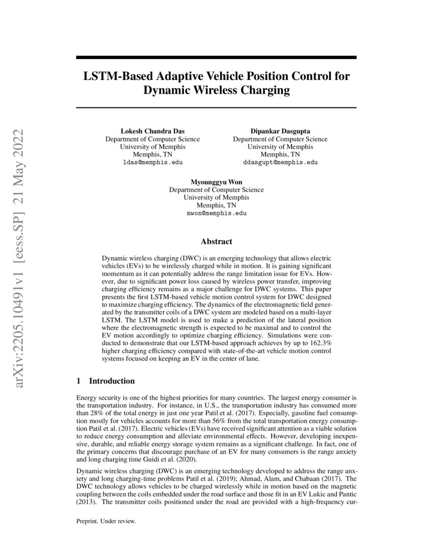 LSTM-Based Adaptive Vehicle Position Control for Dynamic Wireless ...