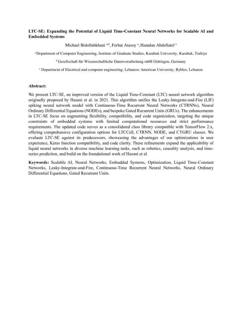 LTC-SE: Expanding the Potential of Liquid Time-Constant Neural Networks for Scalable AI and ...