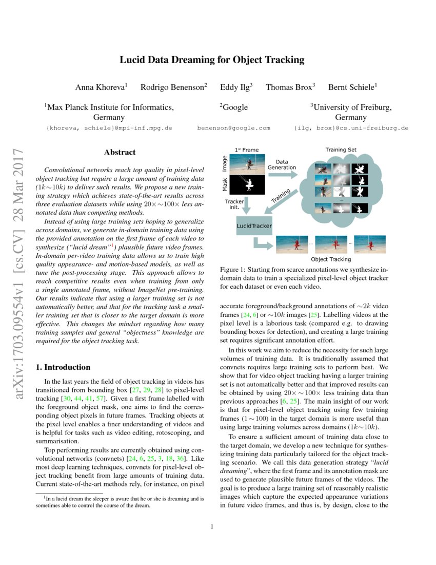 Lucid Data Dreaming for Multiple Object Tracking | DeepAI