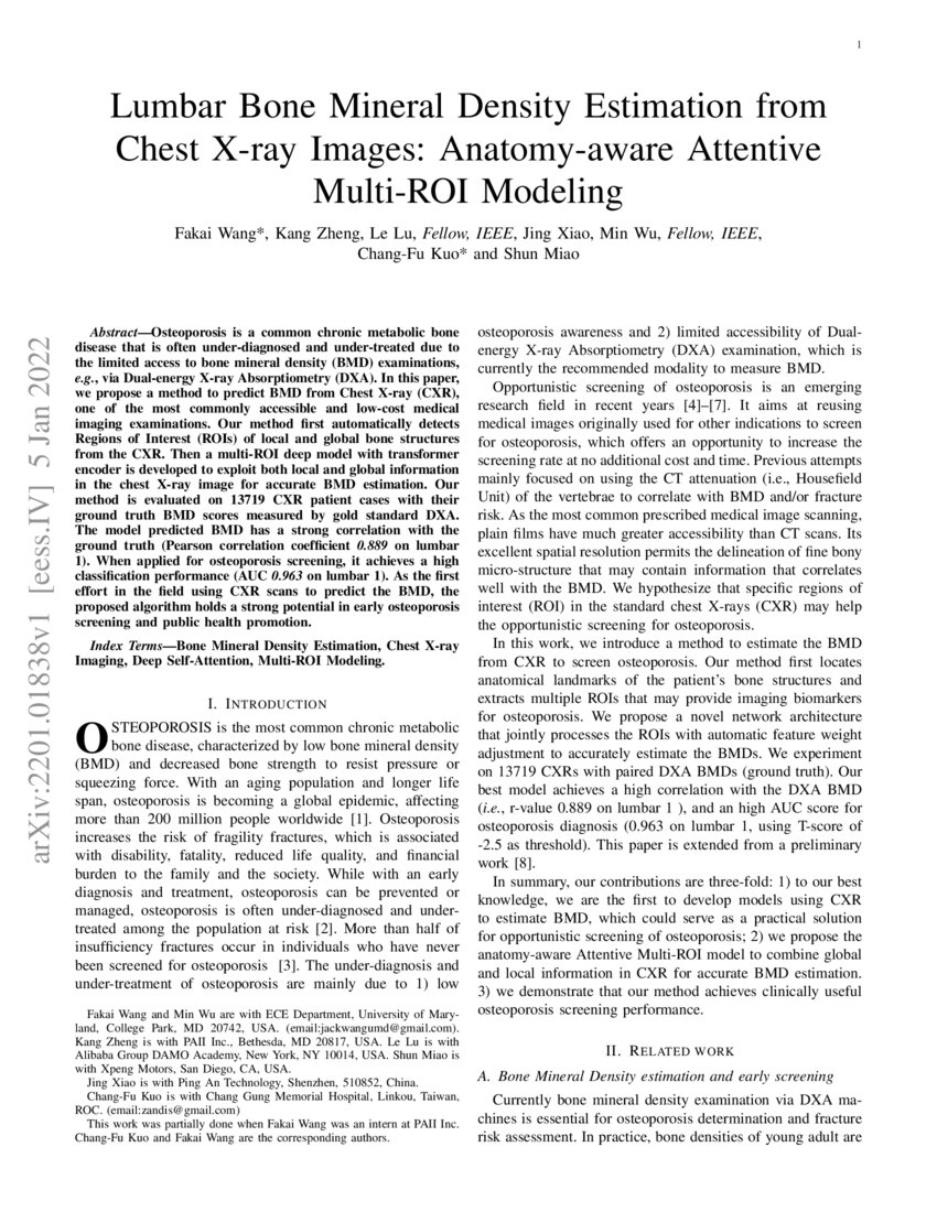 Lumbar Bone Mineral Density Estimation from Chest X-ray Images: Anatomy ...