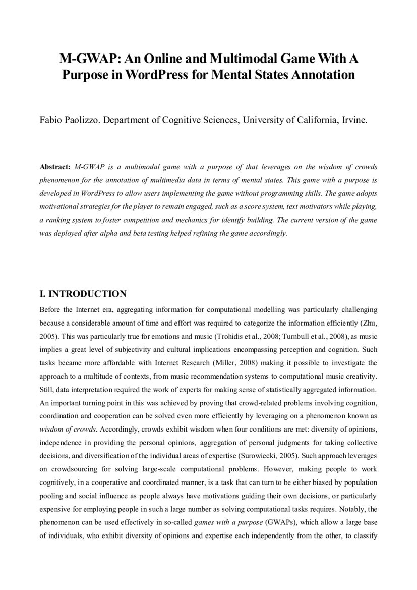 M-GWAP: An Online and Multimodal Game With A Purpose in WordPress for ...