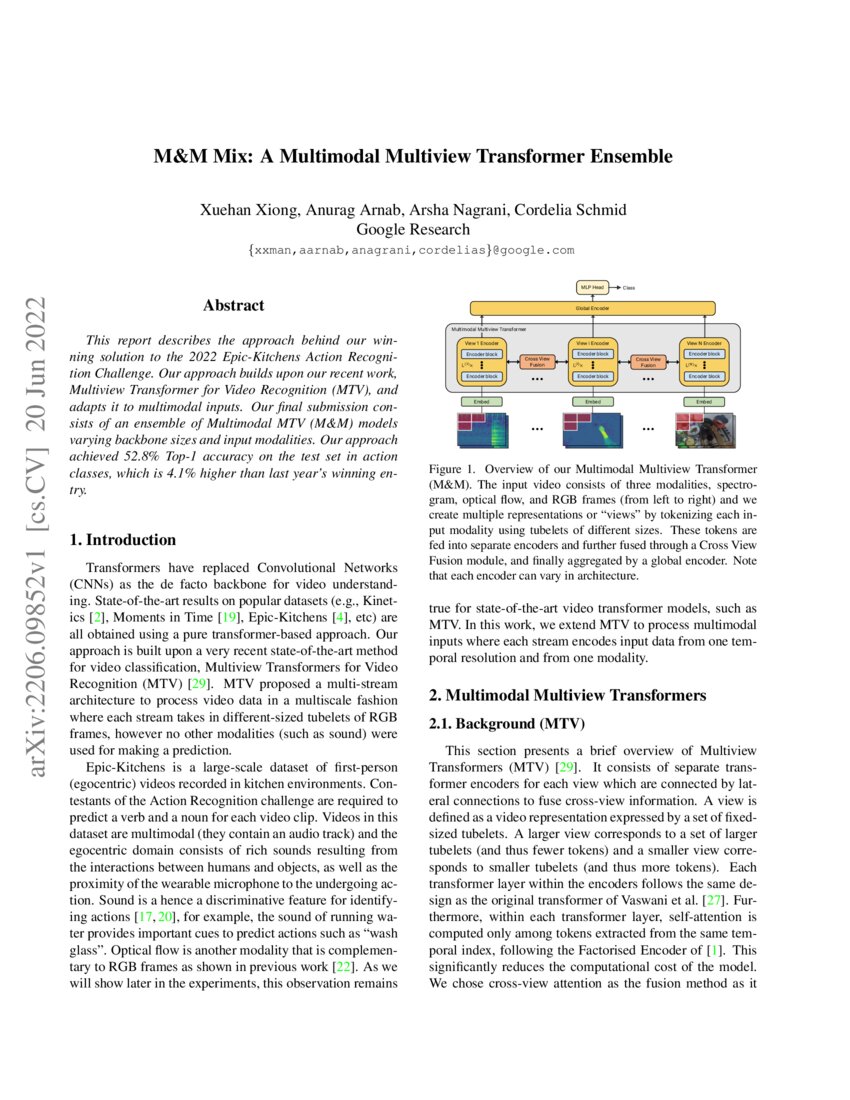 M M Mix: A Multimodal Multiview Transformer Ensemble | DeepAI